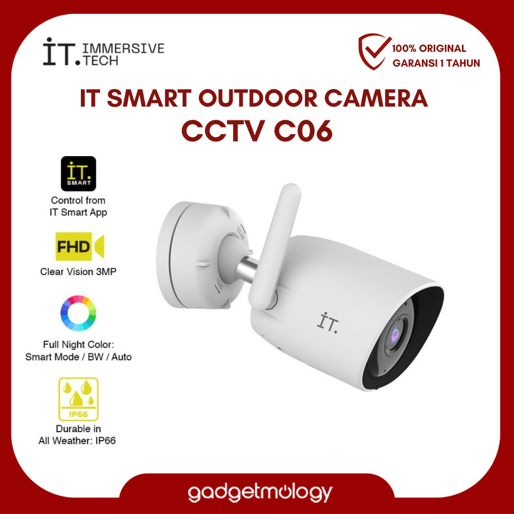 Jual IT C06 Smart Outdoor CCTV Camera IP Cam IP65 Full HD Colour ...