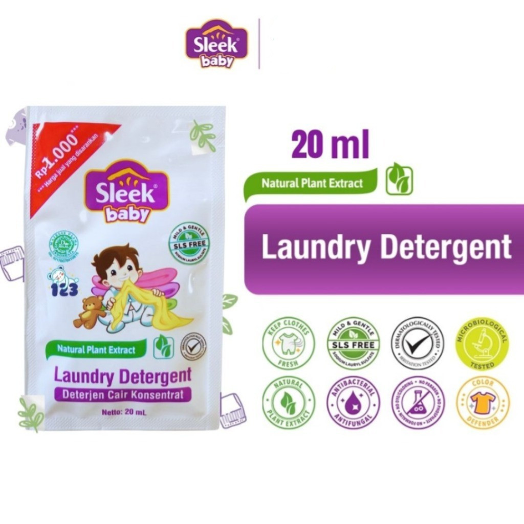 Jual Sleek Baby Laundry Detergent Sachet 20 ML 12 Sachet Kemasan ...