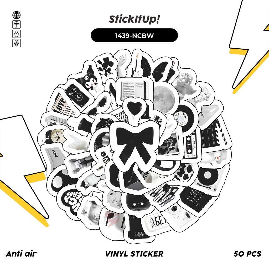 Jual COD 100 Pcs Stiker Pack Nordic Classic Black and White Hitam Putih ...