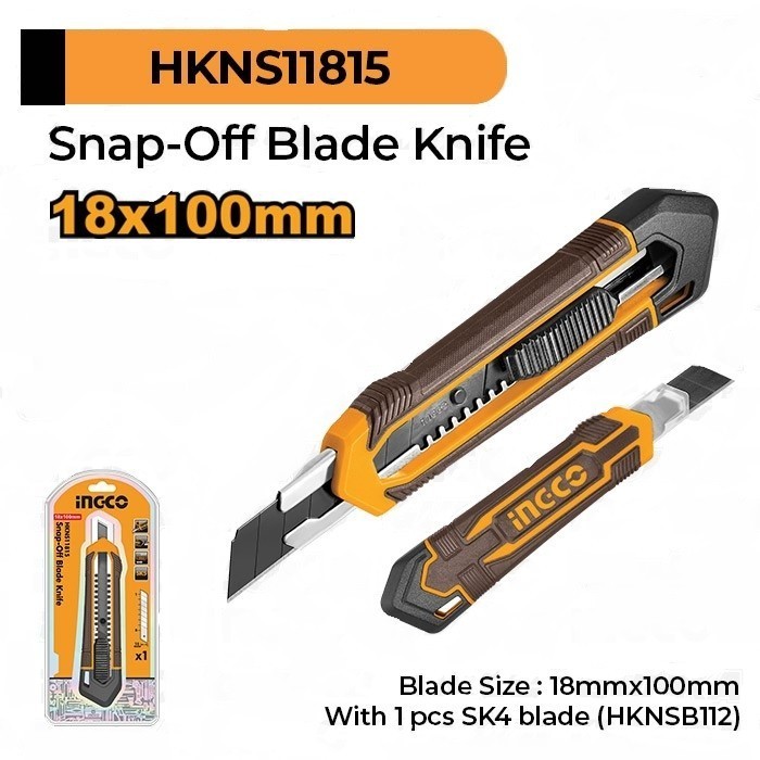 Jual Ingco HKNS11815 Cutter Besar 18mm Snap Off Blade Knife Auto Lock | Shopee Indonesia