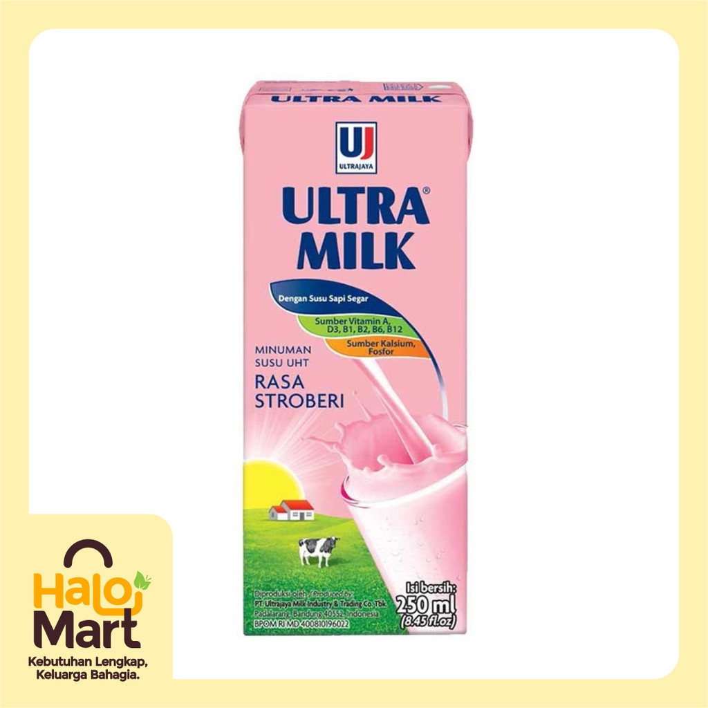 Jual ULTRA MILK STRAWBERRY 250 ML (SATUAN/PCS) | Shopee Indonesia