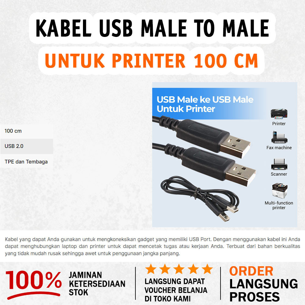 Jual Kabel USB Male ke USB Male Untuk Printer Material Tembaga Koneksi ...