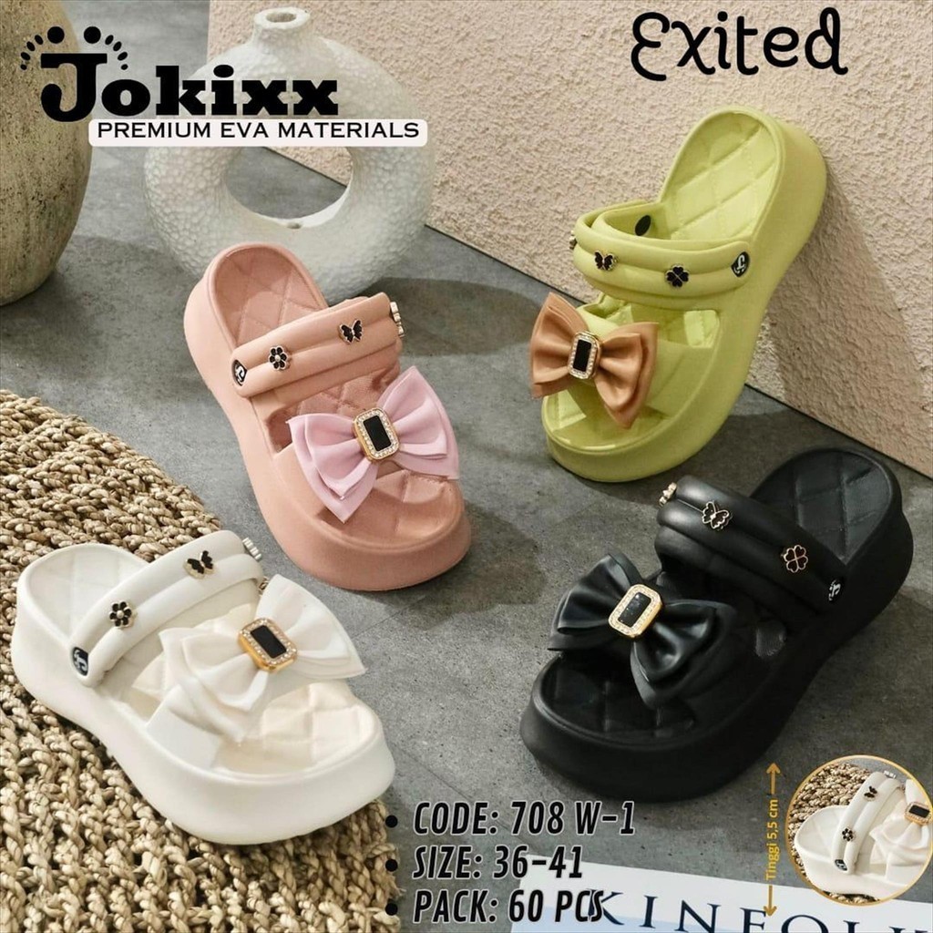 Jual Sandal Let Jokixx Eva Ban 2 Pita Tumpuk Hias Gold Tengah Sol Wajik ...