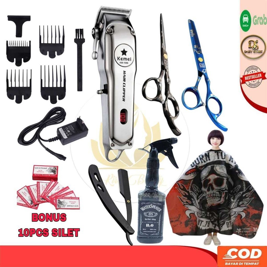 Jual [COD] Paket Alat Cukur Rambut Elektrik Kemei 1996 Profesional Barbershop Gunting Rambut ...