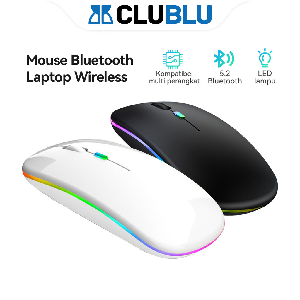Jual Bluetooth Mouse Laptop Wireless 2.4GHz Lampu LED Silent Click ...