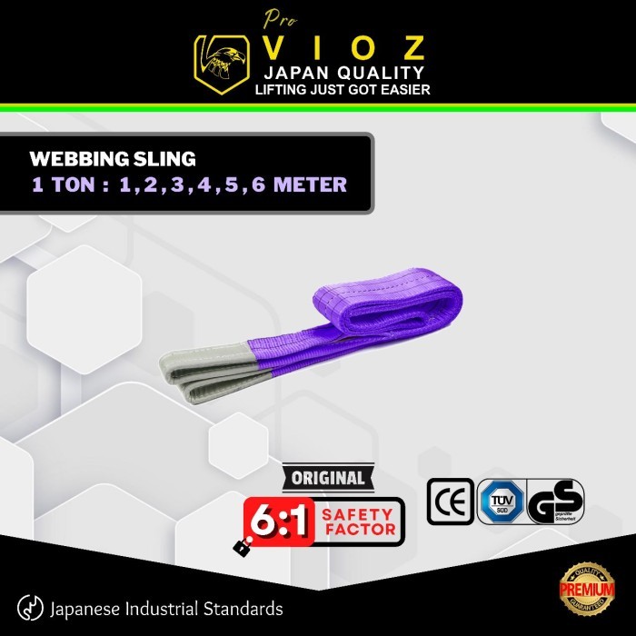 Jual Webbing sling 1ton x 2 meter Veloz japan tali angkat webing sling ...