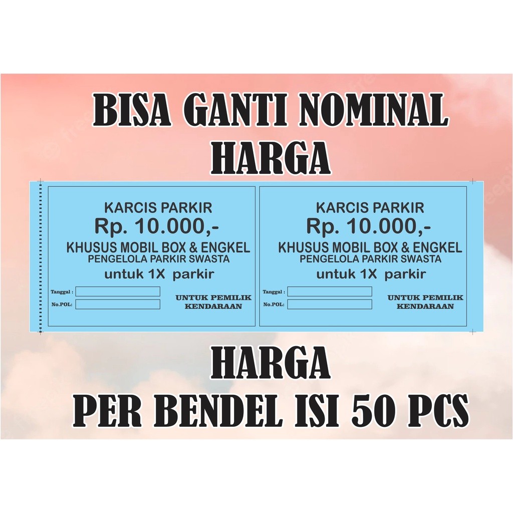Jual Eceran Satuan Tiket atau Karcis parkir Mobil Box, Truck, Bus ...