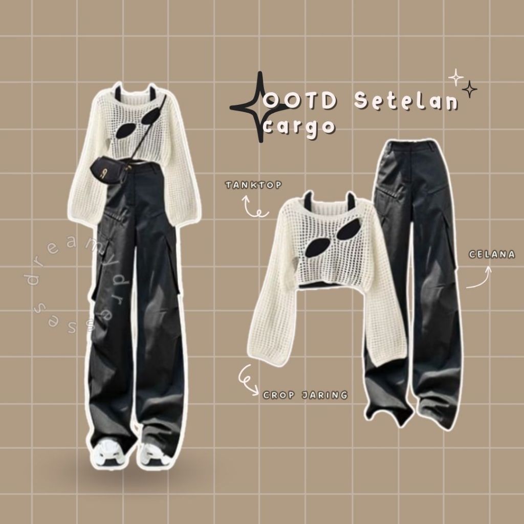 Jual 3in1 Set 67 - One Set Setelan Korean Style OOTD Wanita Korea Vest ...