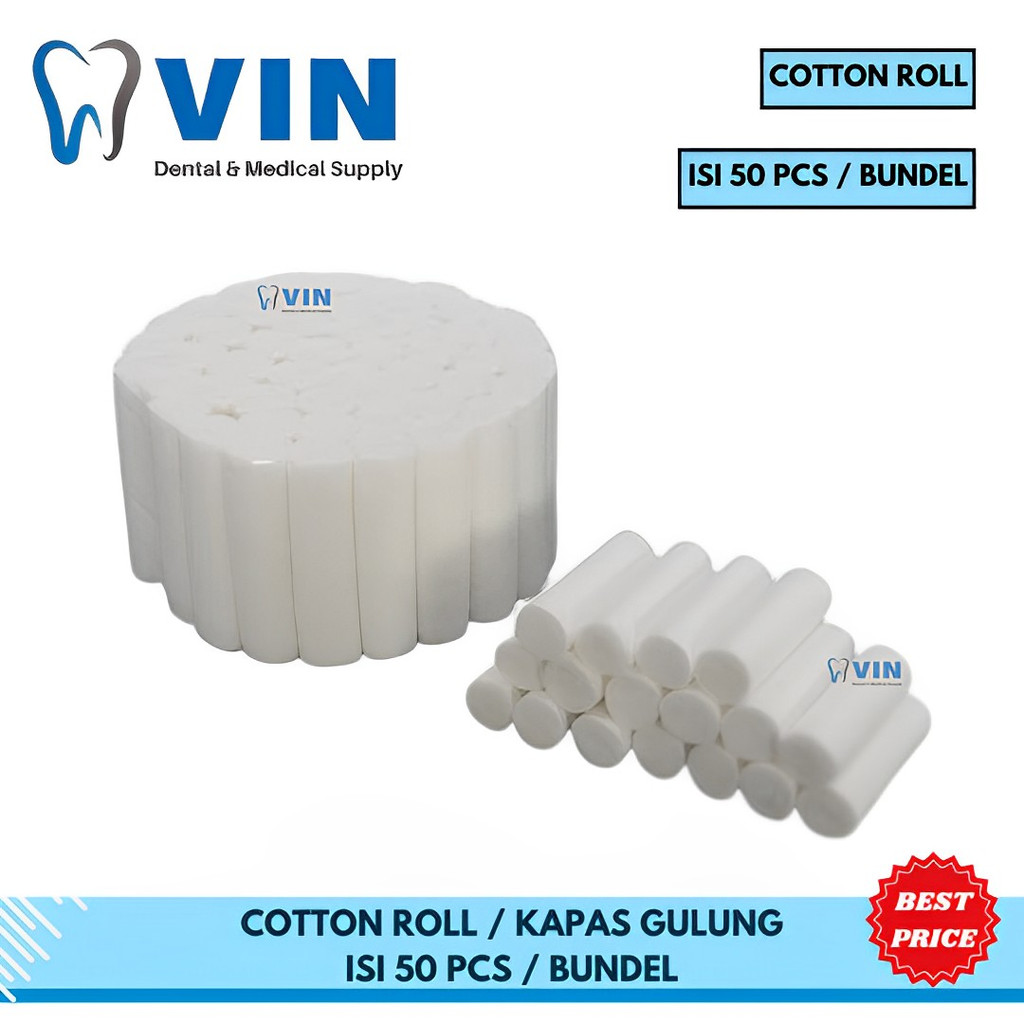 Jual Cotton roll dental / kapas gulung rol isi 50 pcs / bundel | Shopee ...