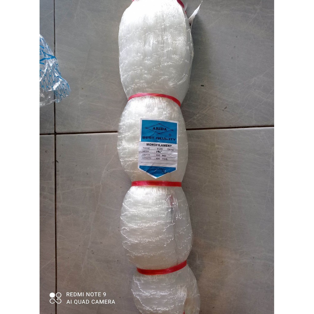 Jual merk arida 1¾ inchi"jaring ikan senar 0.25"100md/100yd tate jaring ...