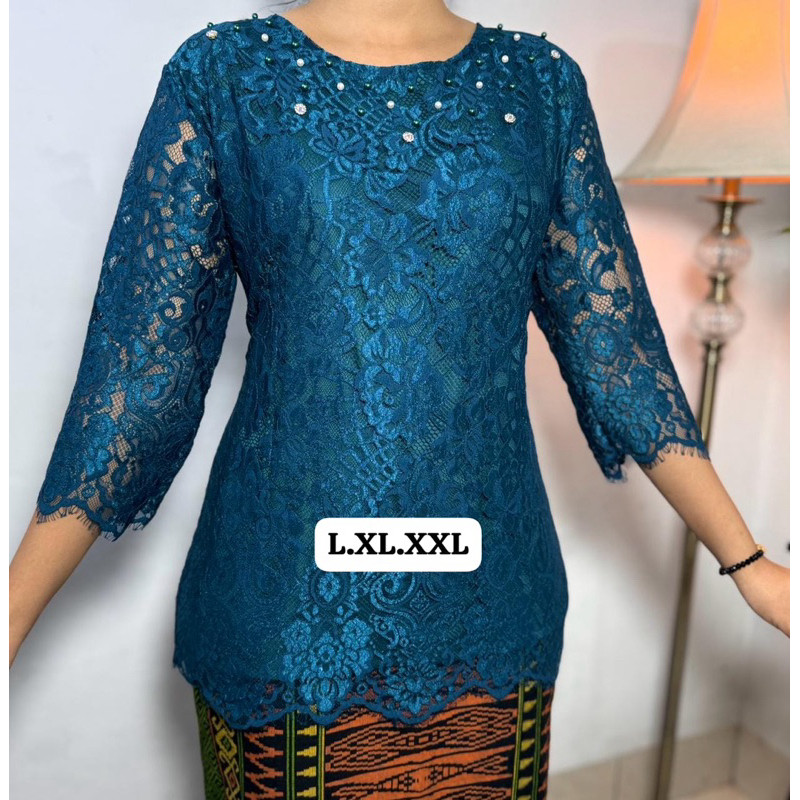 Jual Blouse Kebaya Modern - Atasan Renda Semi Perancis Terbaru Pakai ...