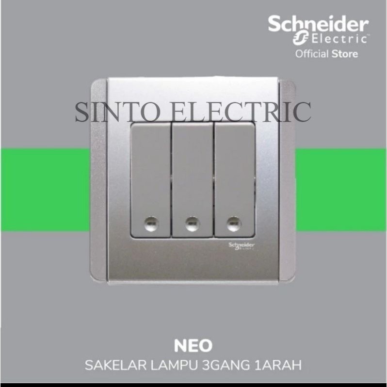 Jual Schneider NEO Grey Vertical Saklar 3 Gang 1 Way Saklar Triple 1 ...