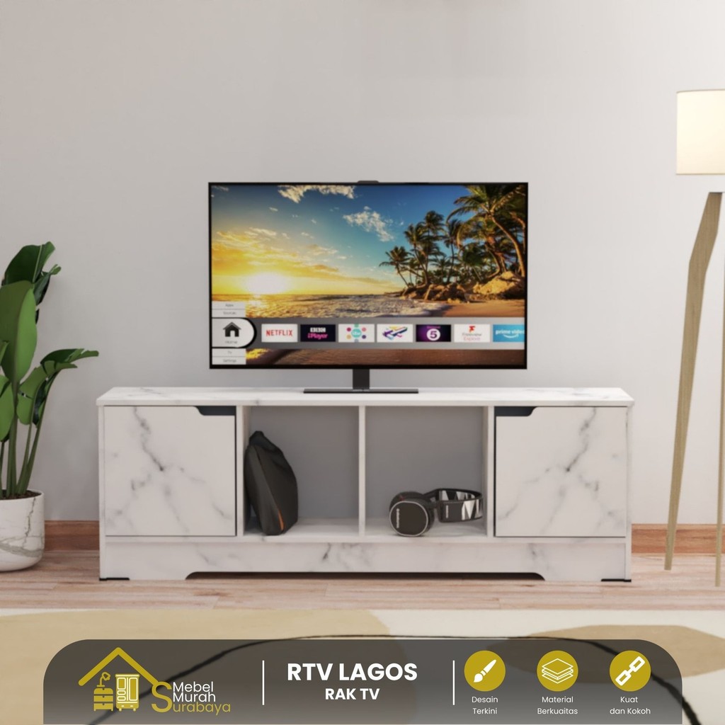 Jual Rak TV Minimalis Aesthetic Furniture Hemat Ruang Rak TV New Series ...