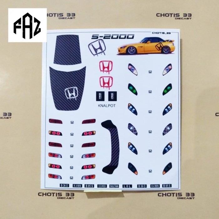 Jual Decal Diecast Hot wheels Honda s2000 lampu | Shopee Indonesia