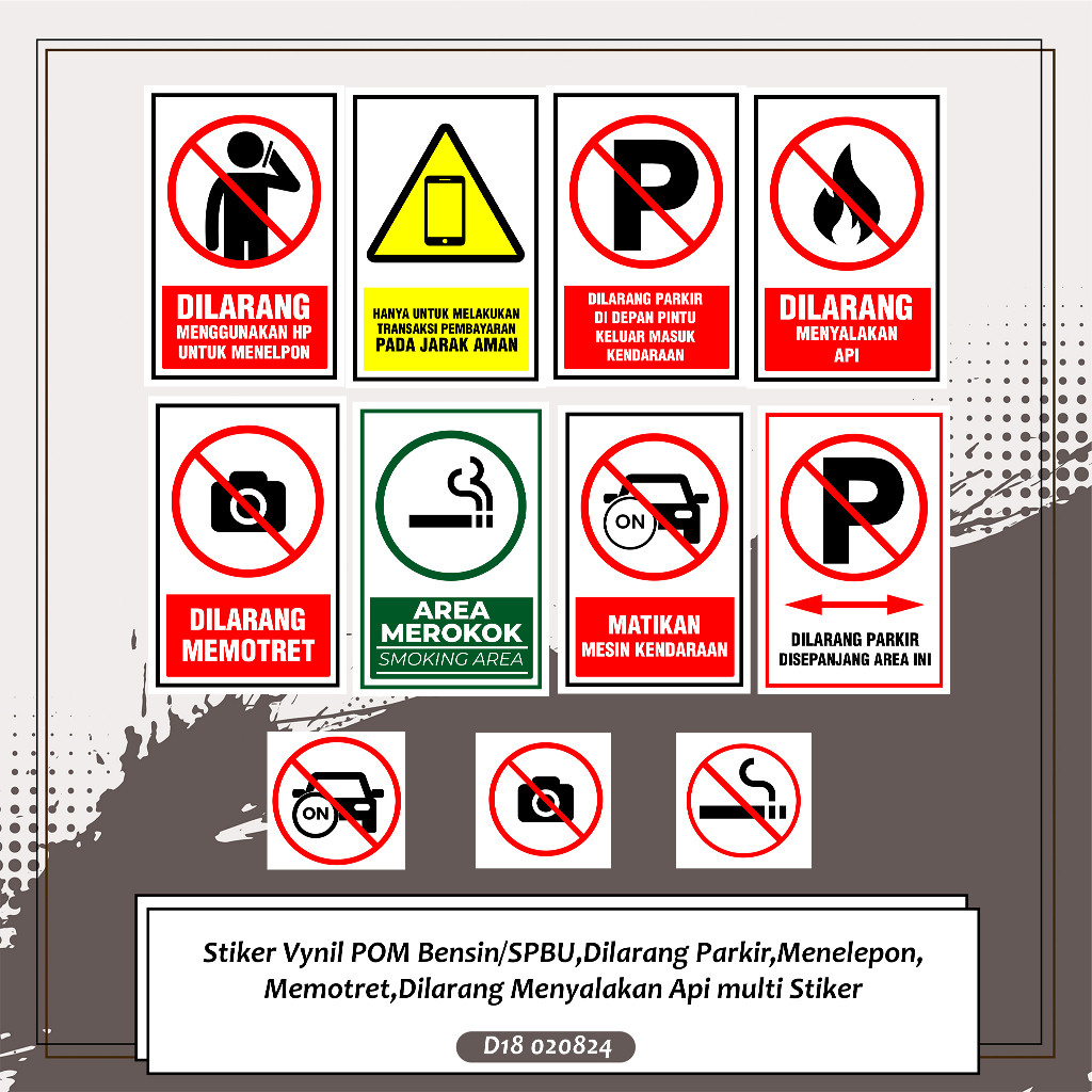 Jual Stiker Vynil POM Bensin/SPBU,Dilarang Parkir,Menelepon,Memotret ... Jual Stiker Vynil POM Bensin/SPBU,Dilarang Parkir,Menelepon,Memotret ...