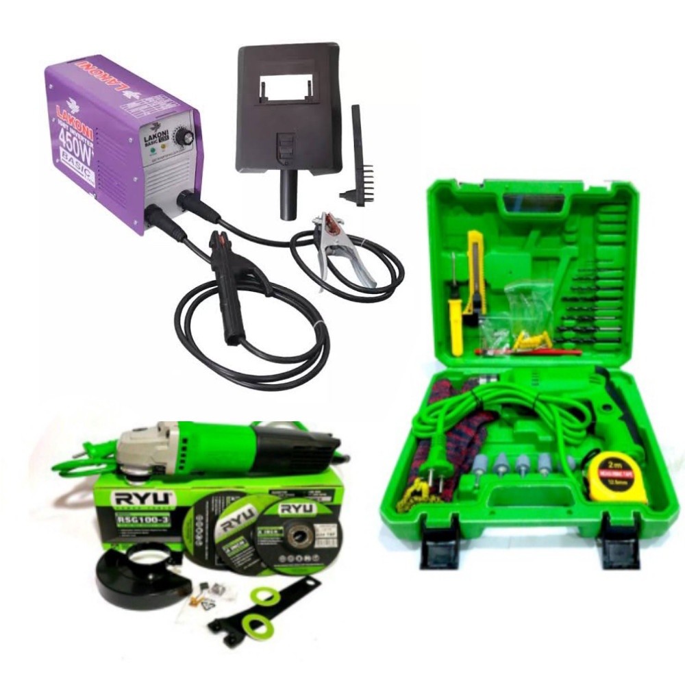 Jual NEW-PAKET MESIN LAS LAKONI 450 WATT-GERINDA TANGAN 4INCH RYU -BOR ...