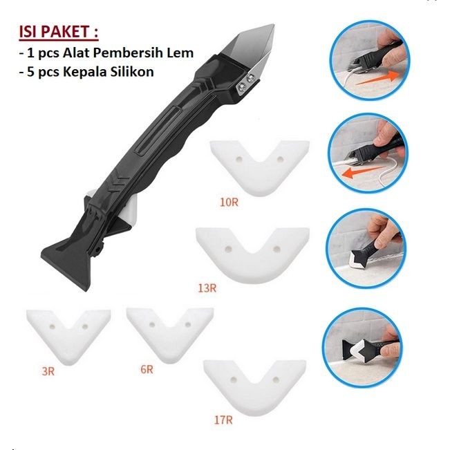 Jual 5 In 1 Alat Pengikis Penghilang Lem Bahan Silikon Sealant Smooth ...
