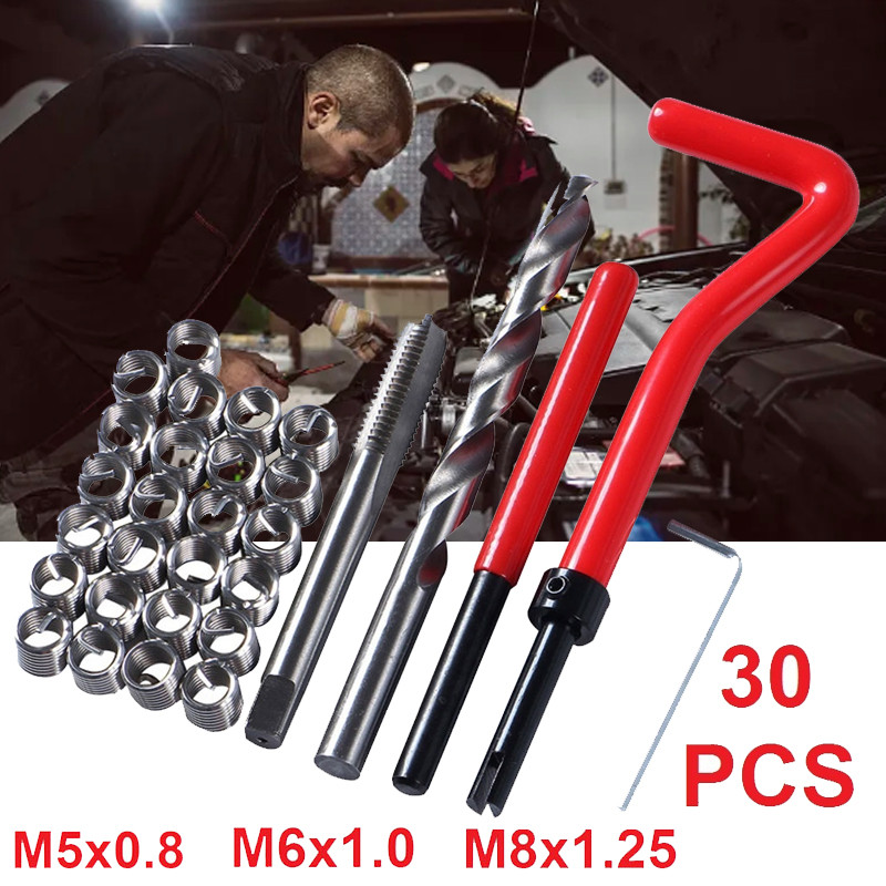 Jual M5 M6 M8 30pcs Thread Repair Kit Recoil Helicoil Thread Repair Pro ...
