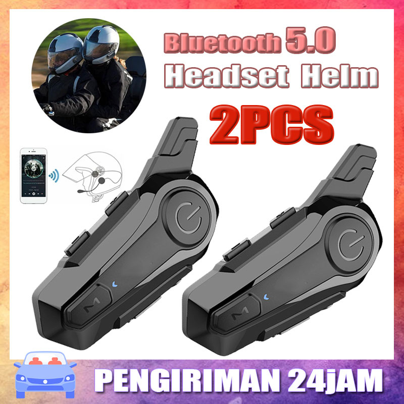 Jual 【COD】2PCS E1 Intercom helm Bluetooth 5.0 FM Radio intercom dua ...