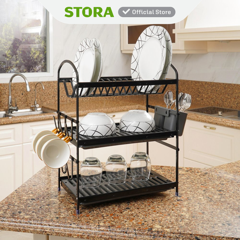 Jual Stora Rak Piring Aluminium 3 Tingkat Dish Rack Tempat Peralatan ...