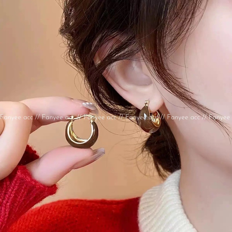 Jual [Fanyee] Anting Logam Emas Ring Anting Bentuk Lingkaran Setengah ...
