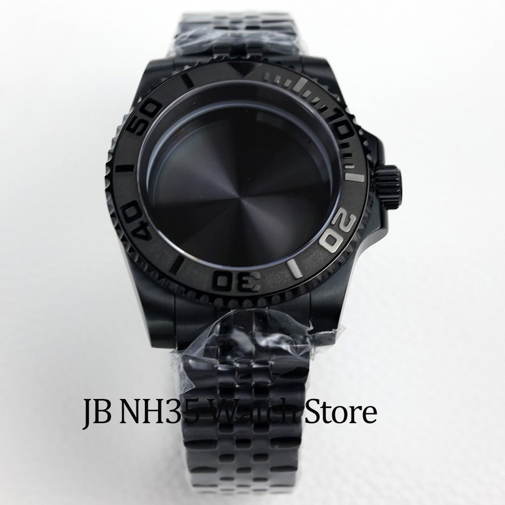 Jual 40mm NH35 Black Waterproof watch case sapphire glass fit Nh35 Nh36 ...