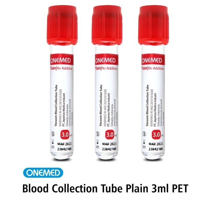 Jual Tabung Darah Blood Collection Tube Plain PET 3ml OneMed Box Isi ...
