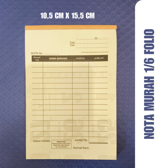 Jual PROMO NOTA KONTAN 1 PLY - NOTA HVS TERMURAH - NOTA UKURAN SEDANG ...