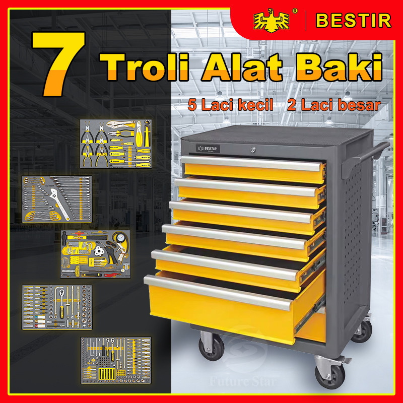 Jual Tool Box Trolley Cabinet 371 Pcs Tools Kit Set 7 Drawer Laci Susun Obeng Tang Kunci Pas ...