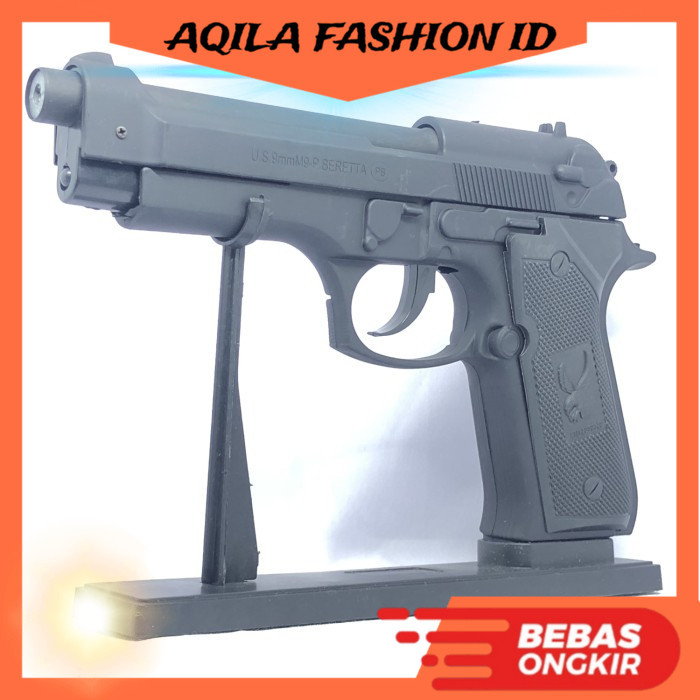 Jual Korek Api Mancis Gas Pistol Baretta Silver Hitam Mirip Pistol Asli ...