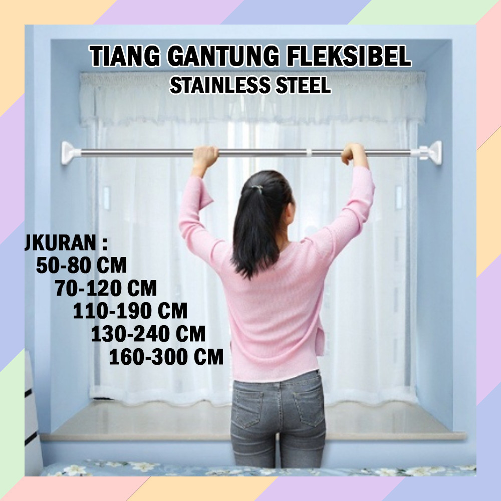 Jual AL48 Tiang Gantungan STAINLESS Pipa Fleksibel Tiang Jemuran Gorden ...