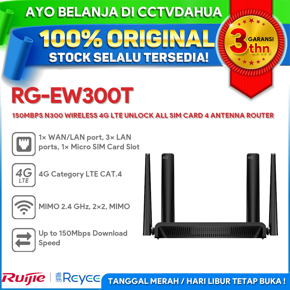Jual RUIJIE REYEE RG-EW300T 150MBPS N300 WIRELESS 4G LTE UNLOCK ALL SIM ...