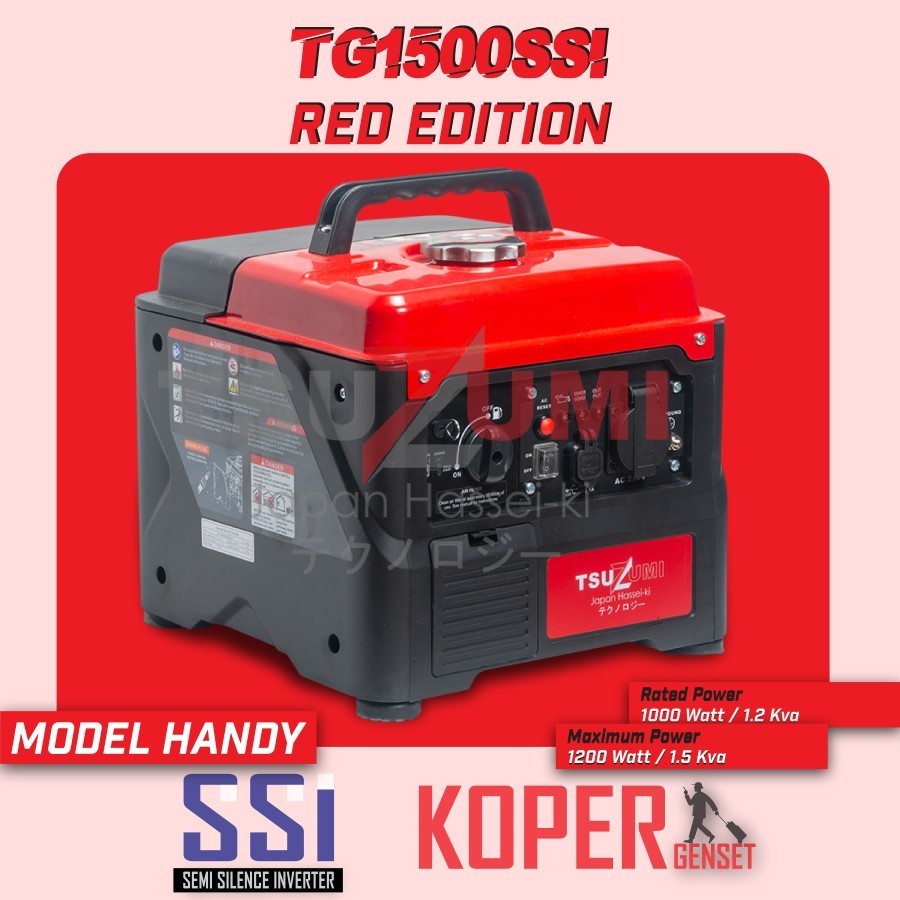 Jual Genset Mini 1000 Watt Semi Silent Inverter Tsuzumi TG 1500SSI RED ...