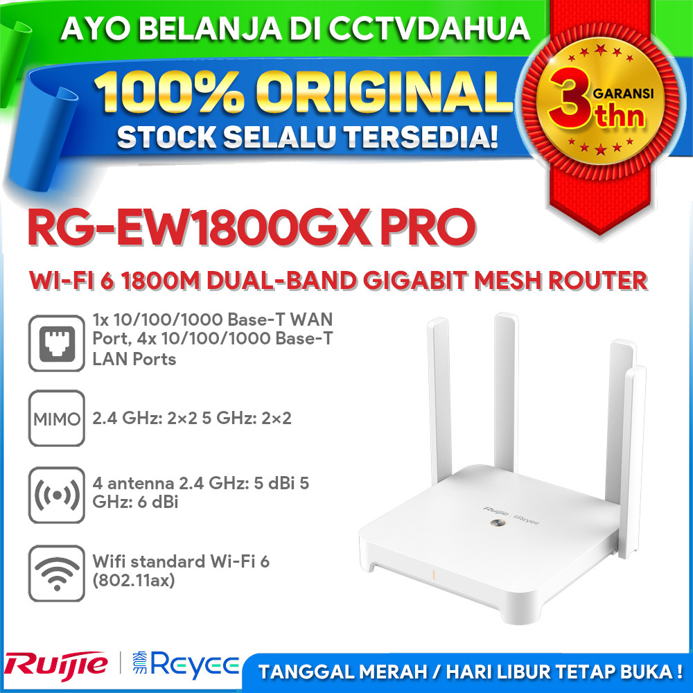 Jual RUIJIE REYEE RG-EW1800GX PRO WI-FI 6 1800M DUAL-BAND GIGABIT MESH ...