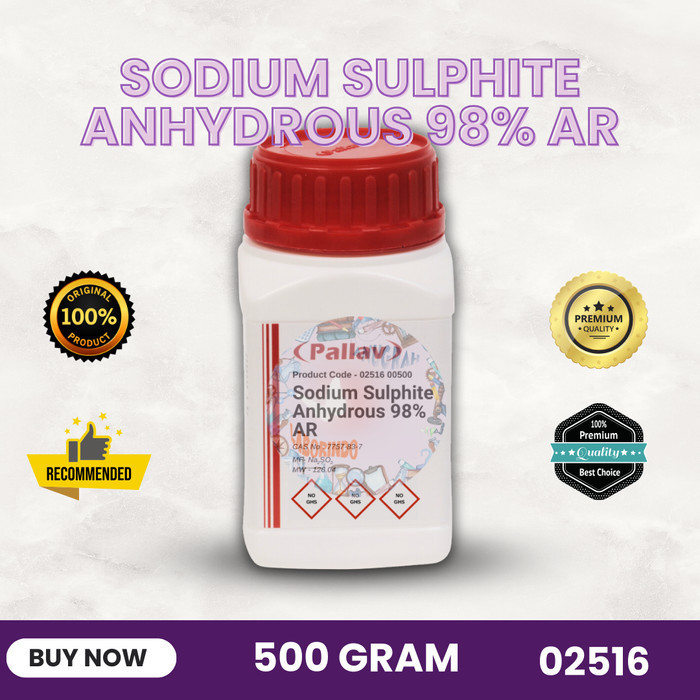 Jual Sodium Sulphite Anhydrous 98% AR | Na2SO3, 500 gram - GMM | Shopee ...