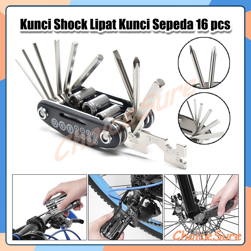 Jual Kunci shock Lipat mini Set Kunci sepedamotor 16 / Kunci Lipat 16 ...