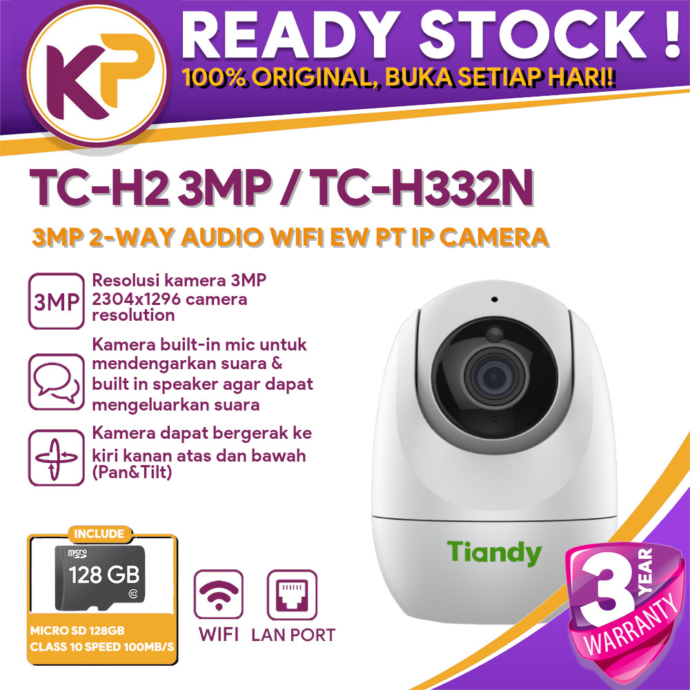 Jual TIANDY TC-H2 3MP / TC-H332N 2-WAY AUDIO WIFI EW PAN TILT SMART IP ...