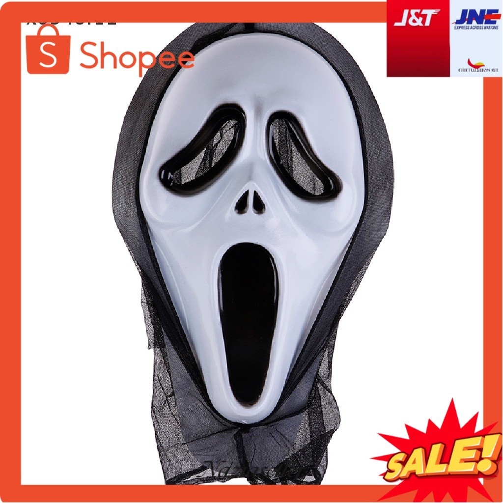 Jual Topeng Wajah Hantu Scream Mengerikan Gaun Berdarah Mewah ...