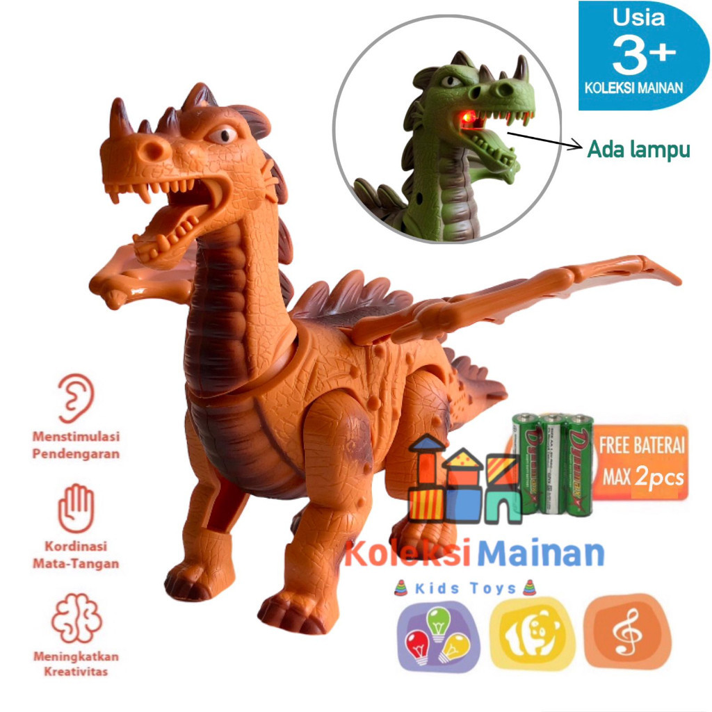 Jual Mainan anak robot dinosaurus bersayap berjalan dino naga elektrik ...