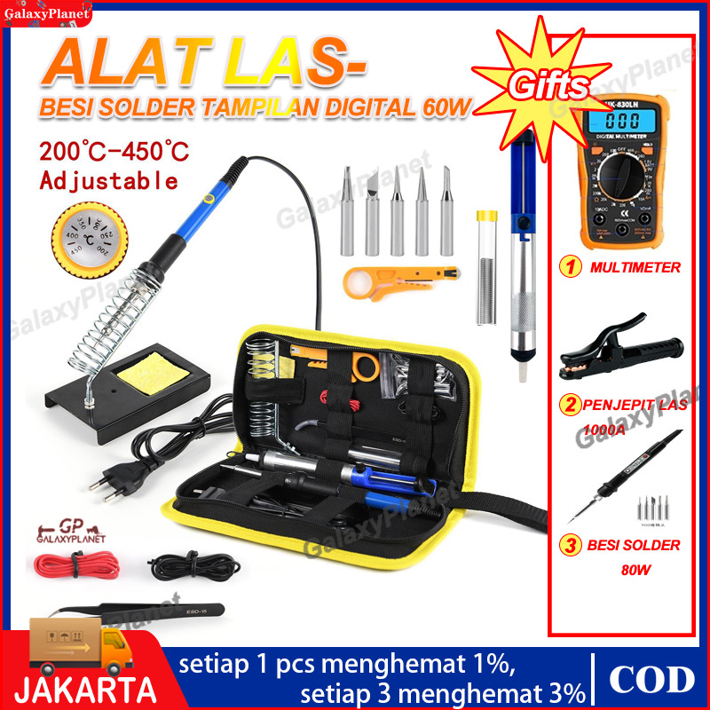 Jual Set Solder Listrik Lengkap dengan Multimeter Iron Tool Kit 220V 60W/Solder Listrik Murah ...
