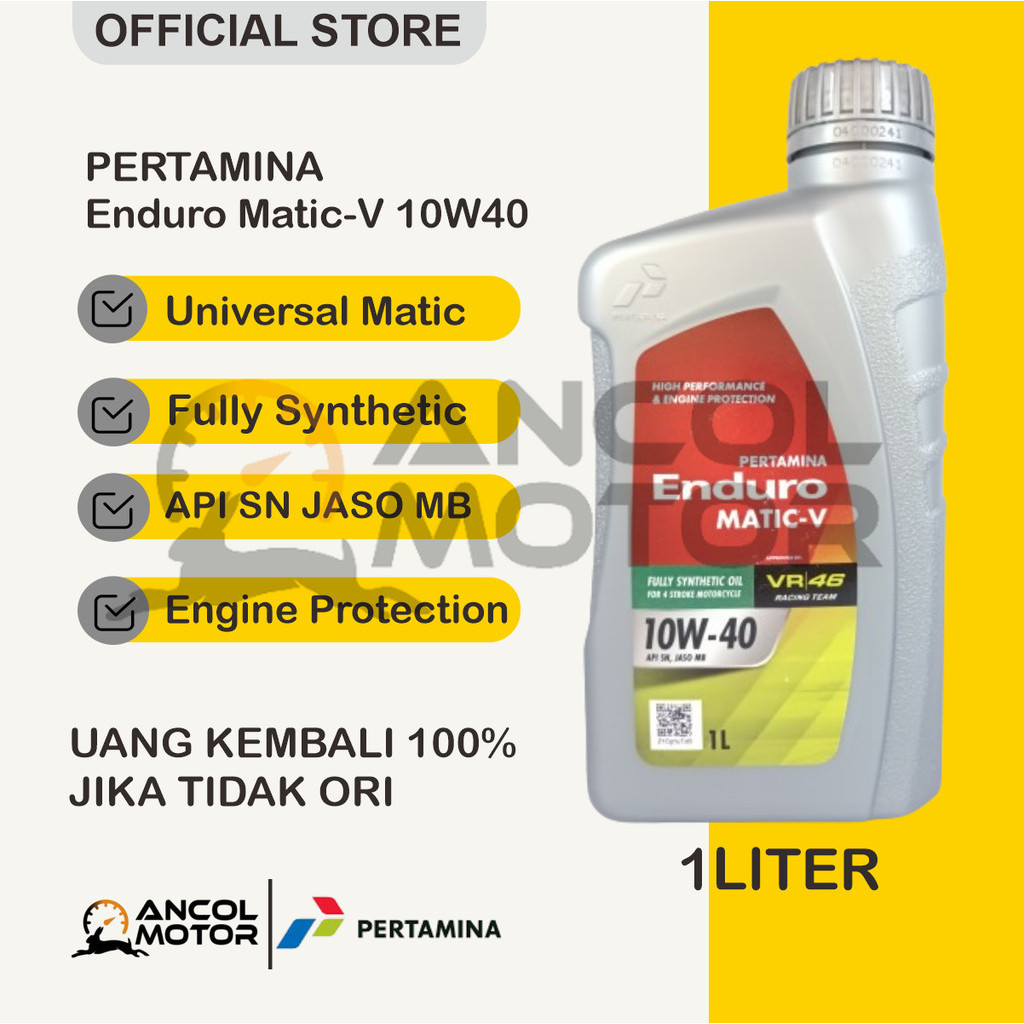 Jual Pertamina Enduro Matic V 1000ml 10w40 Oli Motor Matik Universal 1L ...