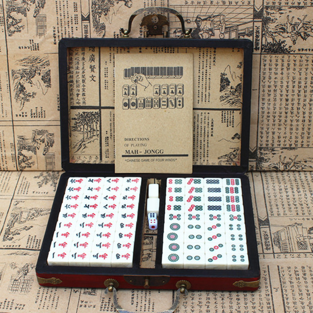 Jual Chinese Numbered Mahjong Set 144 Tiles Mah-Jong Set Portable ...