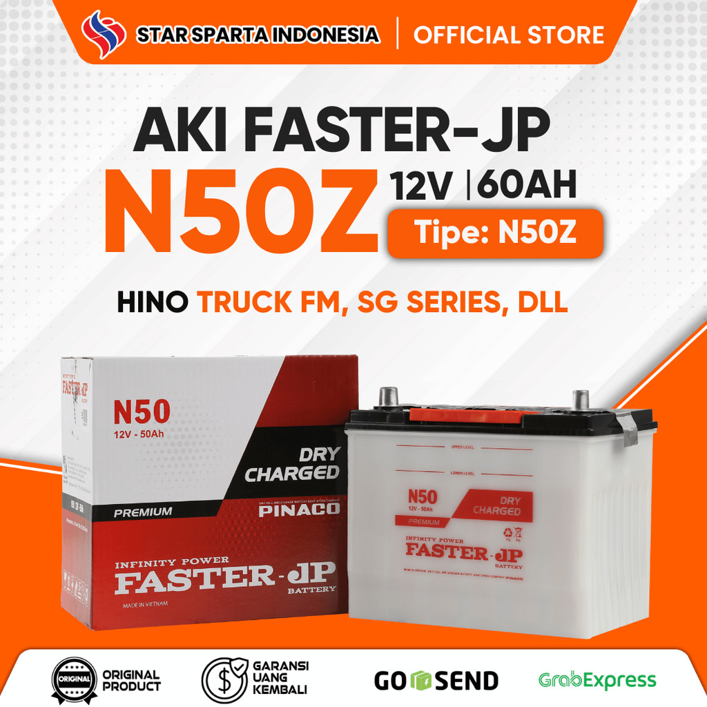 Jual Faster JP - Aki N50Z 12V 60Ah untuk HINO Truck FM, SG Series | Shopee Indonesia