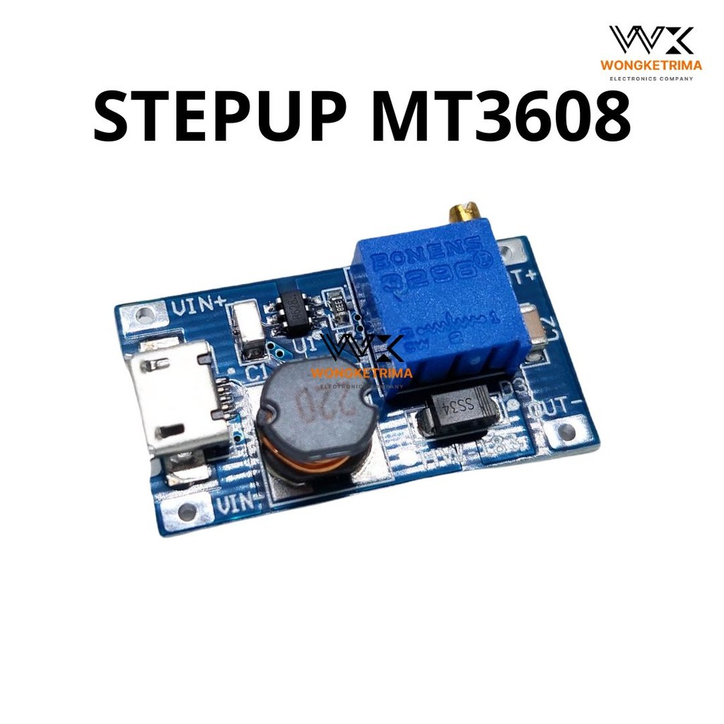 Jual MT3608 ADJUSTABLE STEP UP BOOST DC MICRO USB 2A 2V-24V TO 5V-28V | Shopee Indonesia