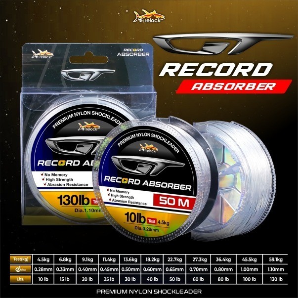 Jual Firelock Shock Leader GT Record Absorber Premium Nylon Pack 50 Meter Senar Nilon Leader ...