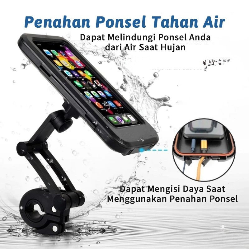 Jual [NS] 360 Holder Hp Motor Waterproof Anti Air Kuat Kokoh Untuk Pemasangan Di Stang Motor ...