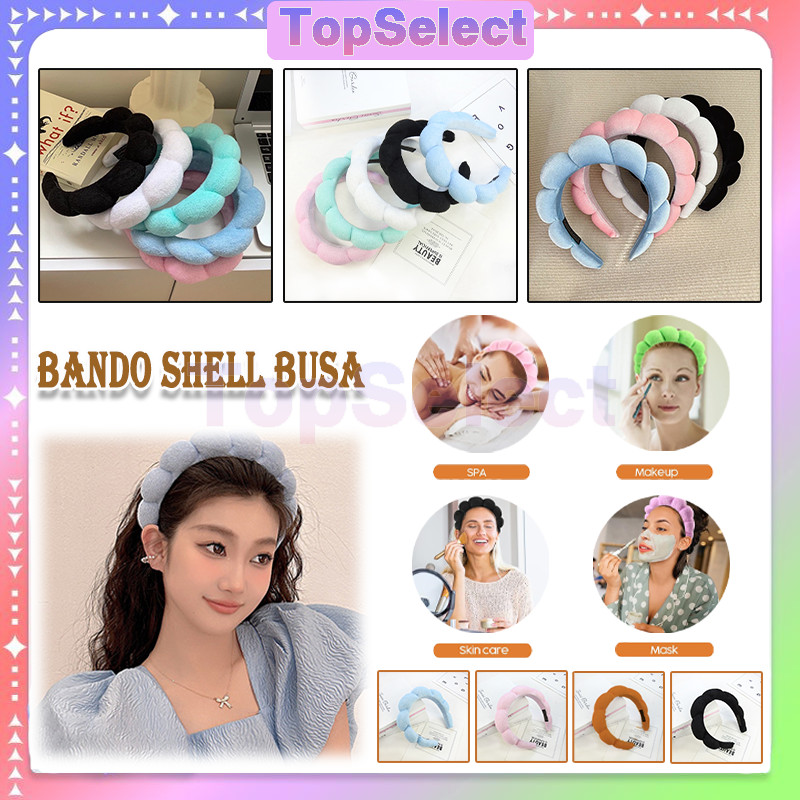 Jual Bandana Fluffy Lucu Gaya Korea/Bando Shell Busa Tebal Jumbo ...