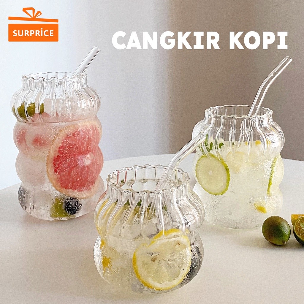 Jual [MEGA SALE] Surprice Gelas Kaca Cafe Aesthetic Labu Dengan Gagang ...
