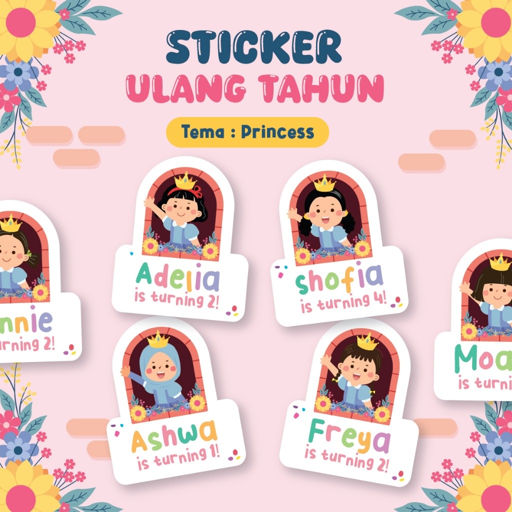 Jual Sticker Ulang Tahun Anak Princess Series Sticker Bento Birthday ...