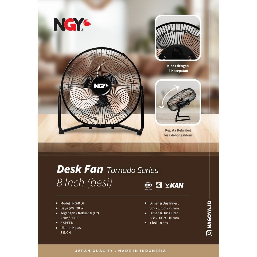 Jual KIPAS 2IN1 BESI DESK / WALL TORNADO 8" NAGOYA KIPAS MEJA KIPAS DINDING 8INCI ANGIN KENCANG ...